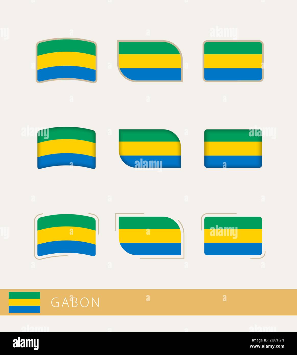 Vector flags of Gabon, collection of Gabon flags. Vector icon Stock ...