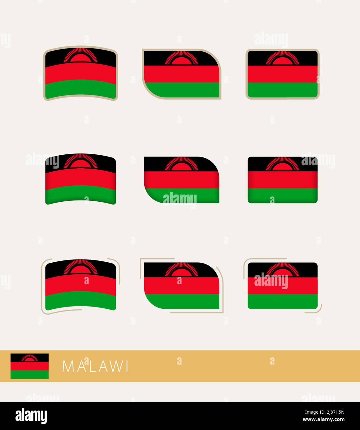 Vector flags of Malawi, collection of Malawi flags. Vector icon Stock ...