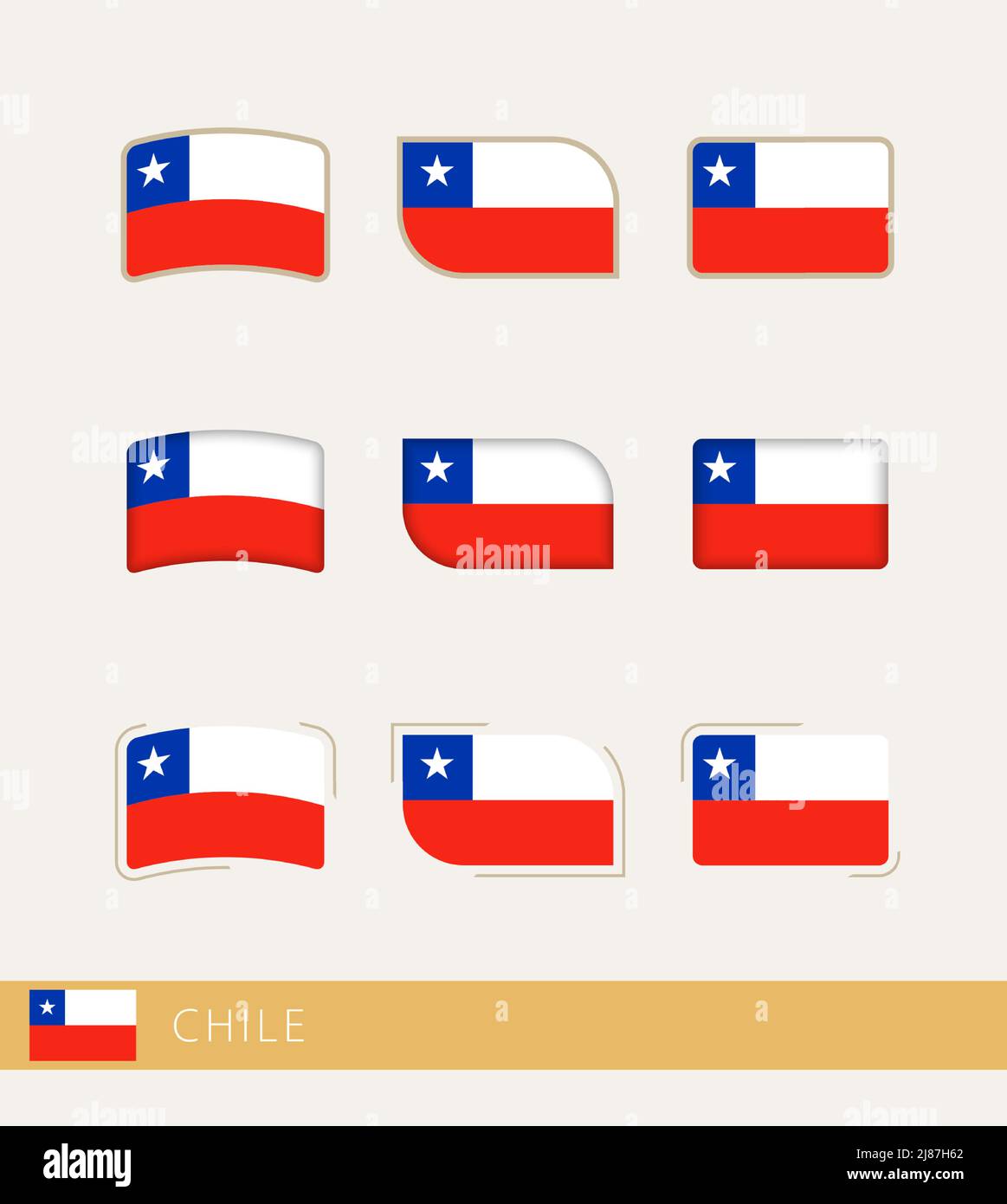 Vector flags of Chile, collection of Chile flags. Vector icon Stock ...