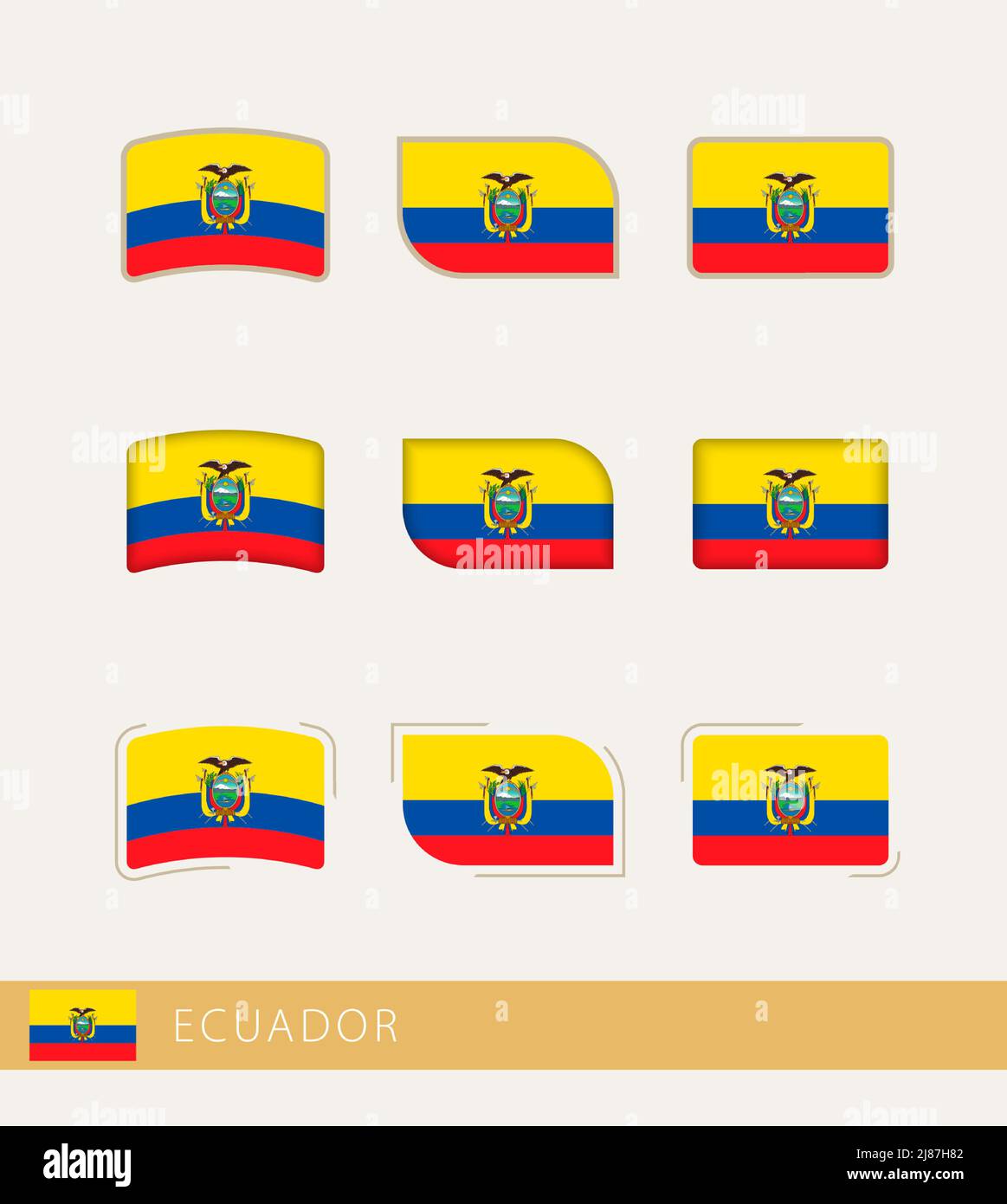 Vector flags of Ecuador, collection of Ecuador flags. Vector icon Stock ...