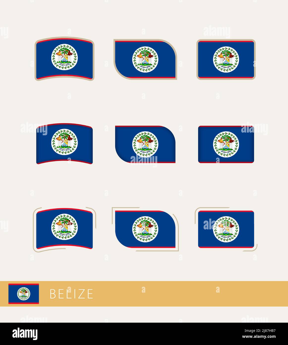 Vector flags of Belize, collection of Belize flags. Vector icon Stock ...