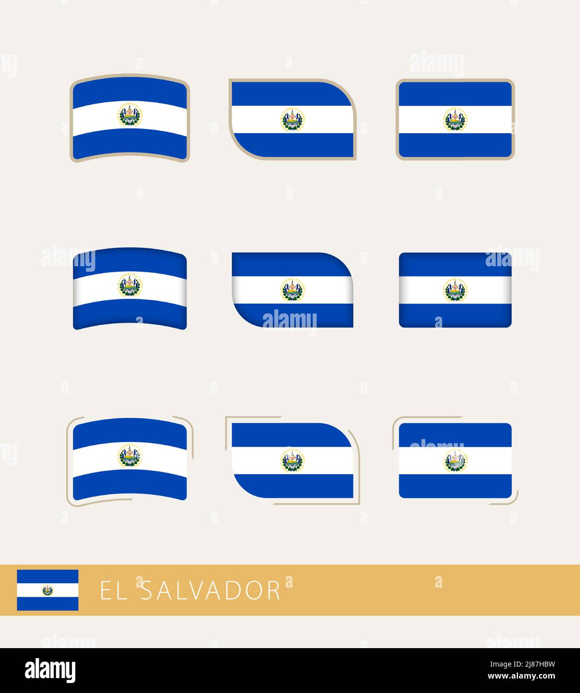 Vector flags of El Salvador, collection of El Salvador flags. Vector ...