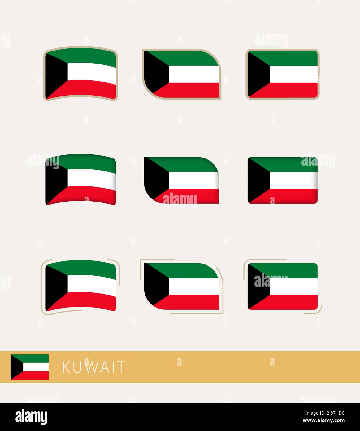 Vector flags of Kuwait, collection of Kuwait flags. Vector icon Stock ...