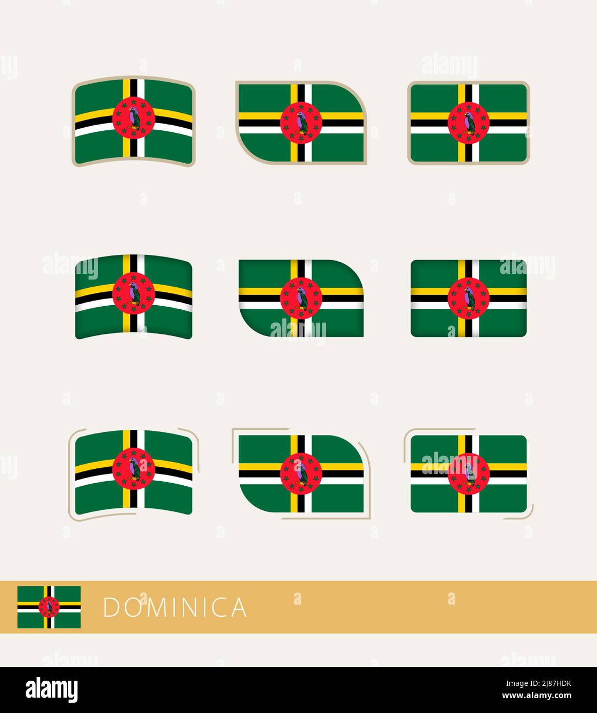 Vector flags of Dominica, collection of Dominica flags. Vector icon ...