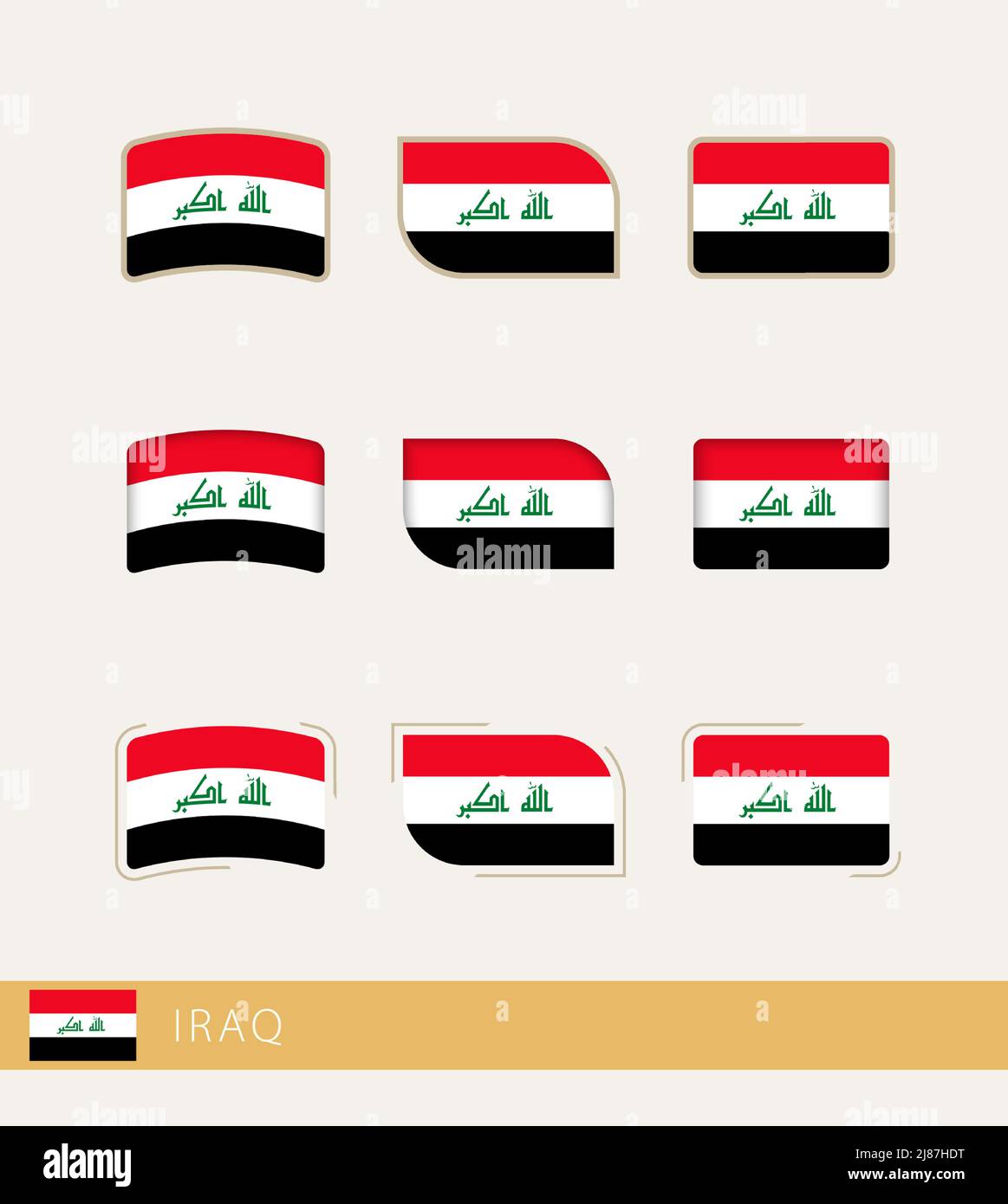 Vector flags of Iraq, collection of Iraq flags. Vector icon Stock ...