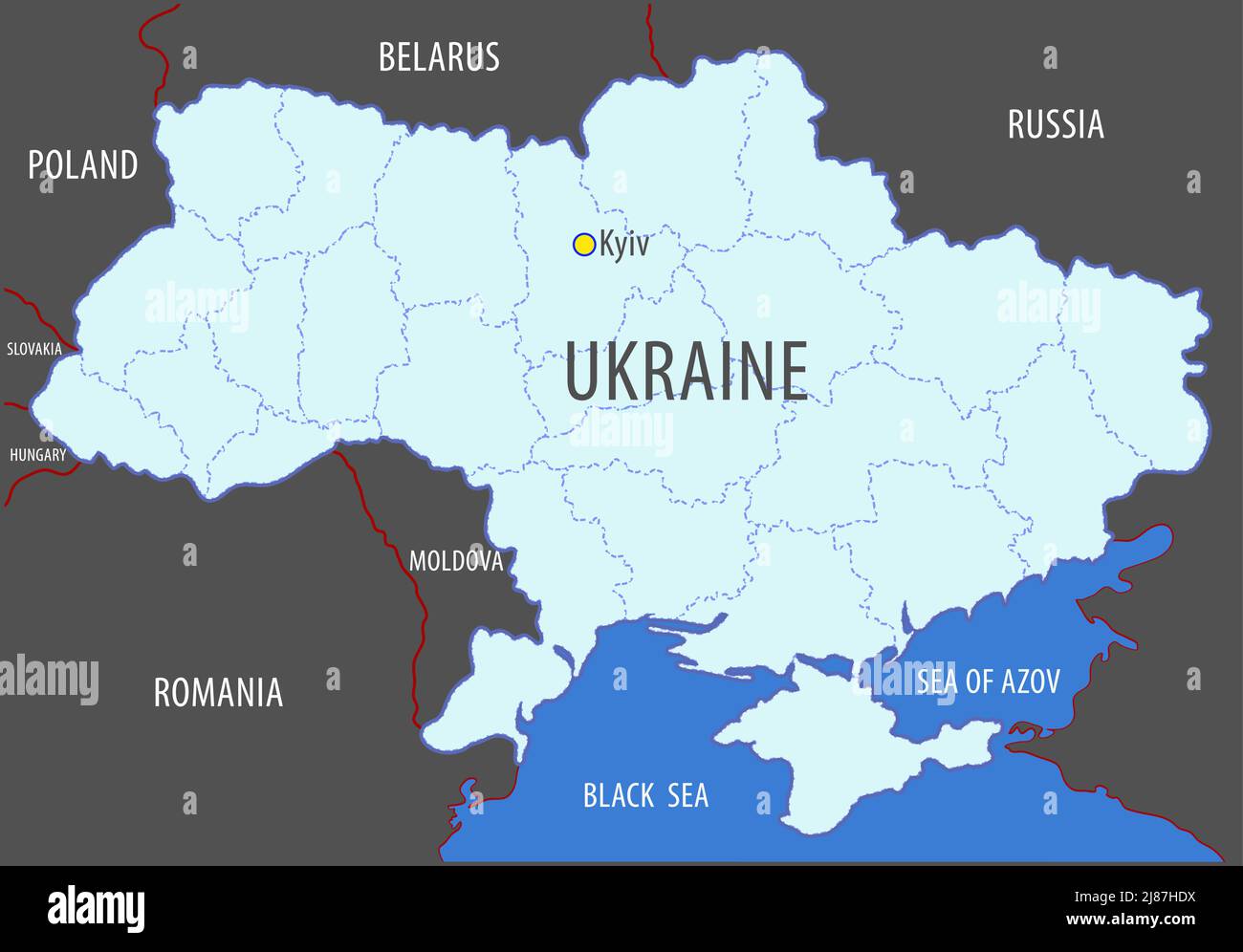 Ukraine. Map of the territory of the Ukrainian state with the ...