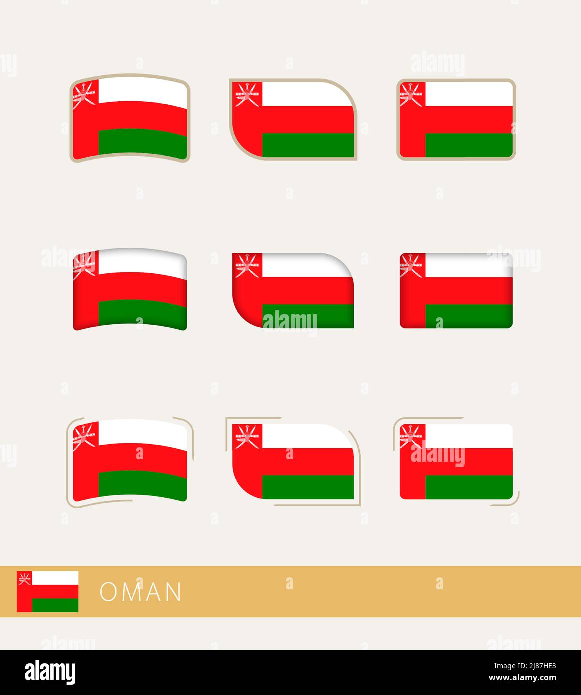 Vector flags of Oman, collection of Oman flags. Vector icon Stock ...