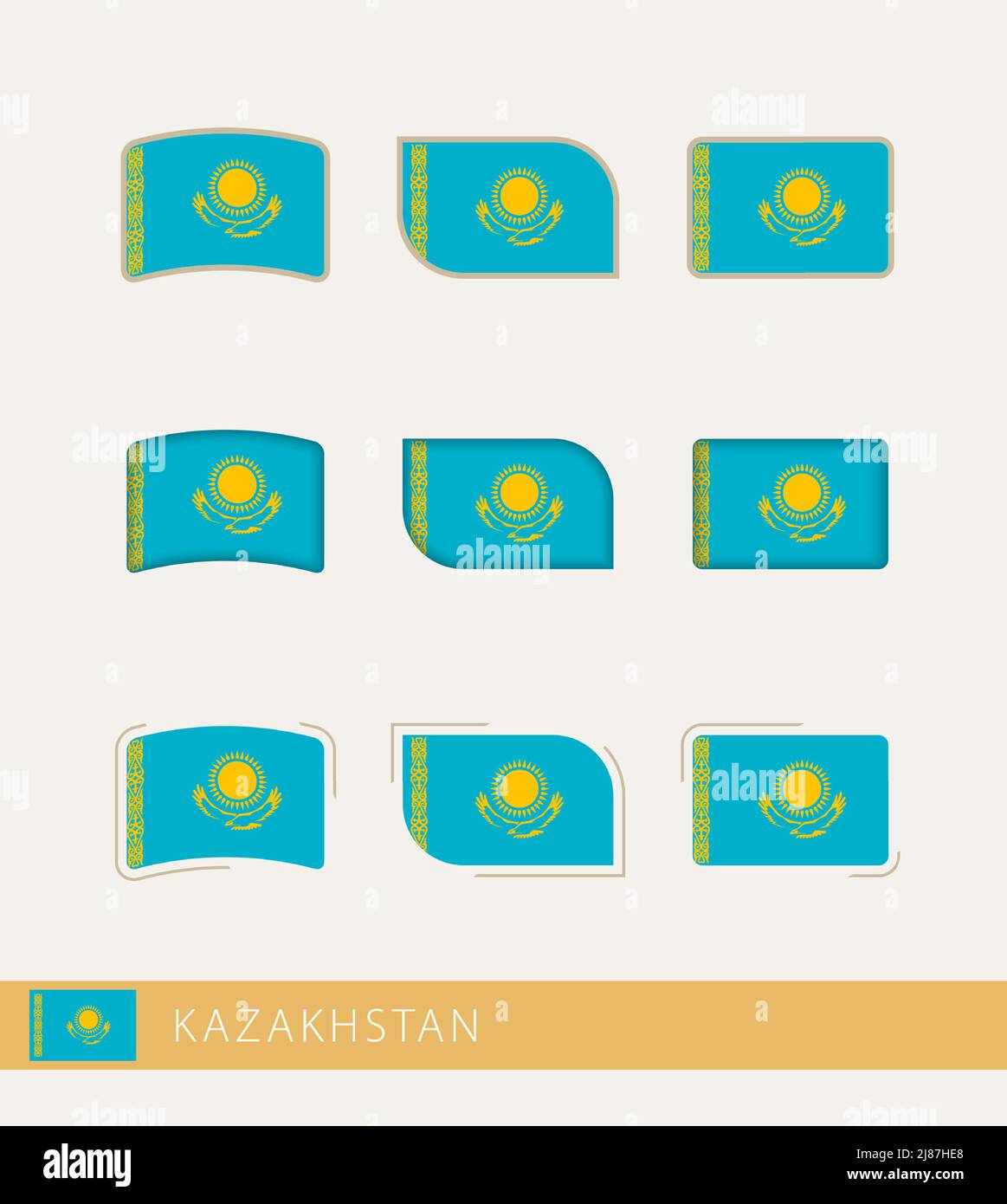 Vector flags of Kazakhstan, collection of Kazakhstan flags. Vector icon ...