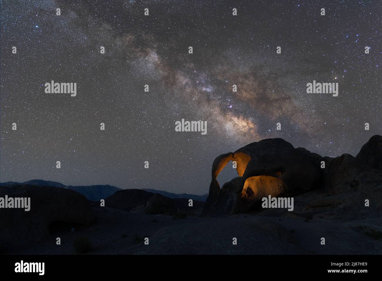 Milky Way Over Cyclops Arch In Alabama Hills Stock Photo Alamy