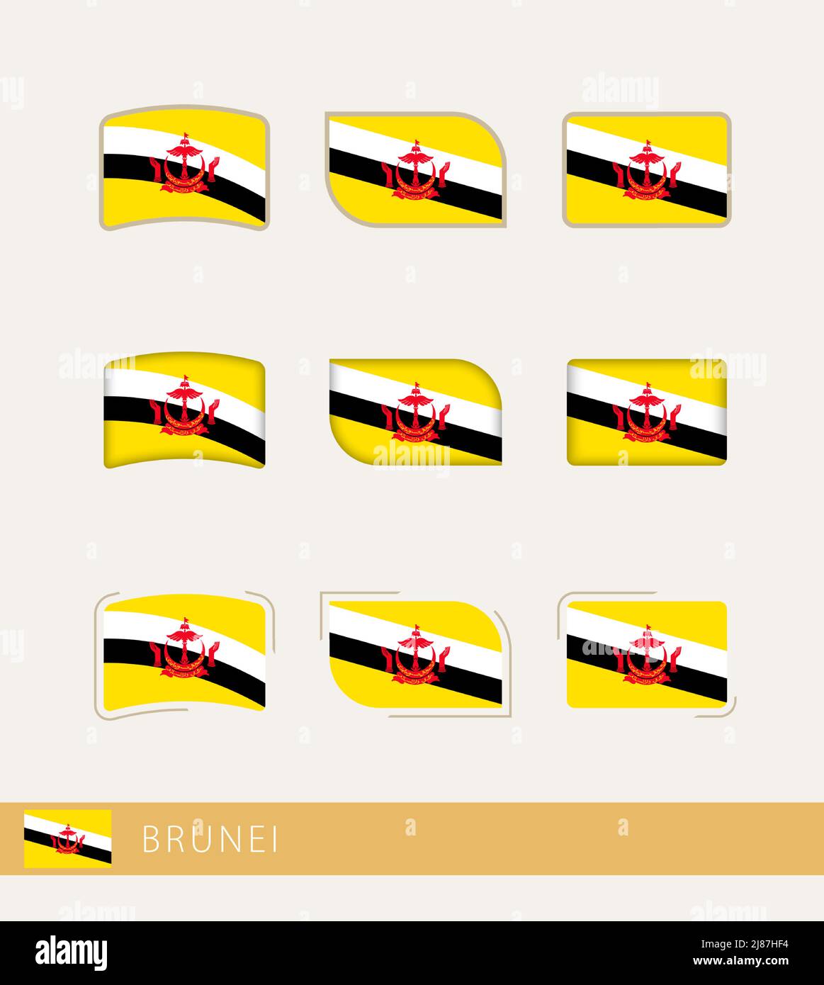Vector flags of Brunei, collection of Brunei flags. Vector icon Stock ...