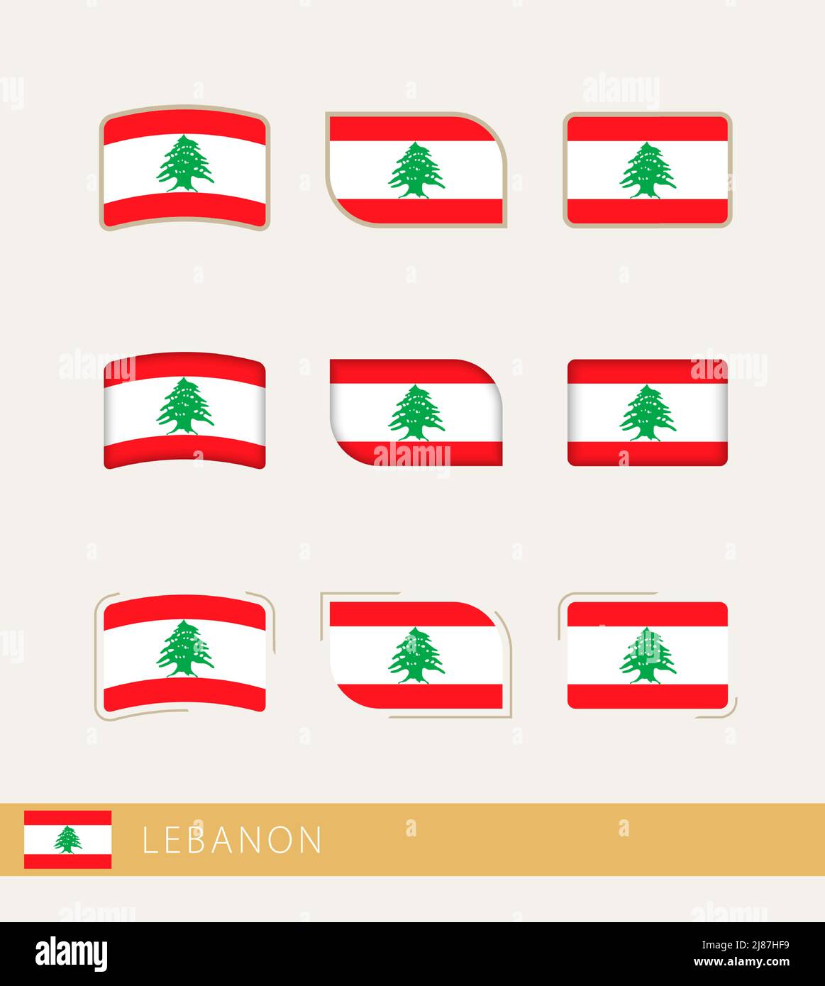 Vector flags of Lebanon, collection of Lebanon flags. Vector icon Stock ...