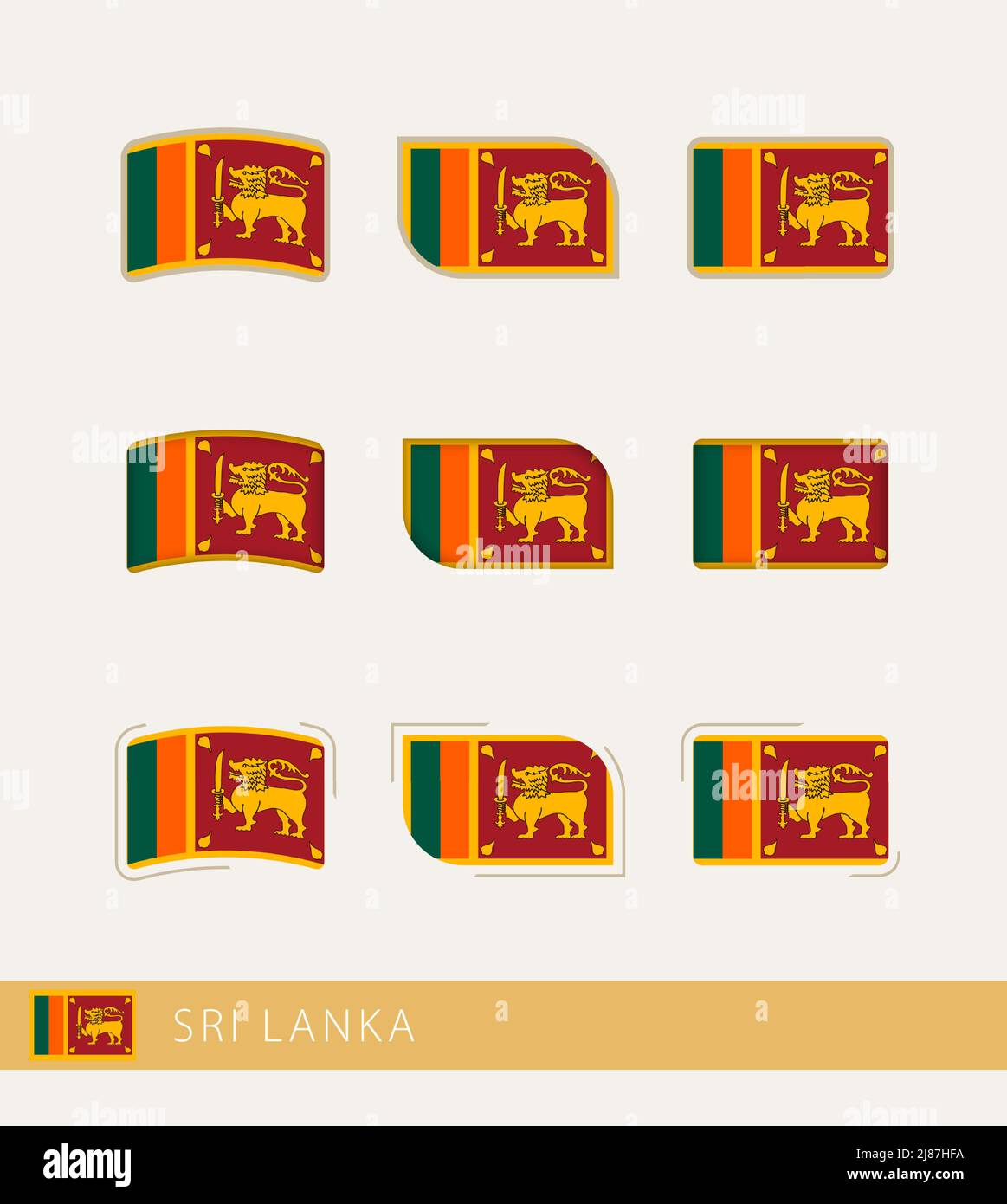 Vector flags of Sri Lanka, collection of Sri Lanka flags. Vector icon ...