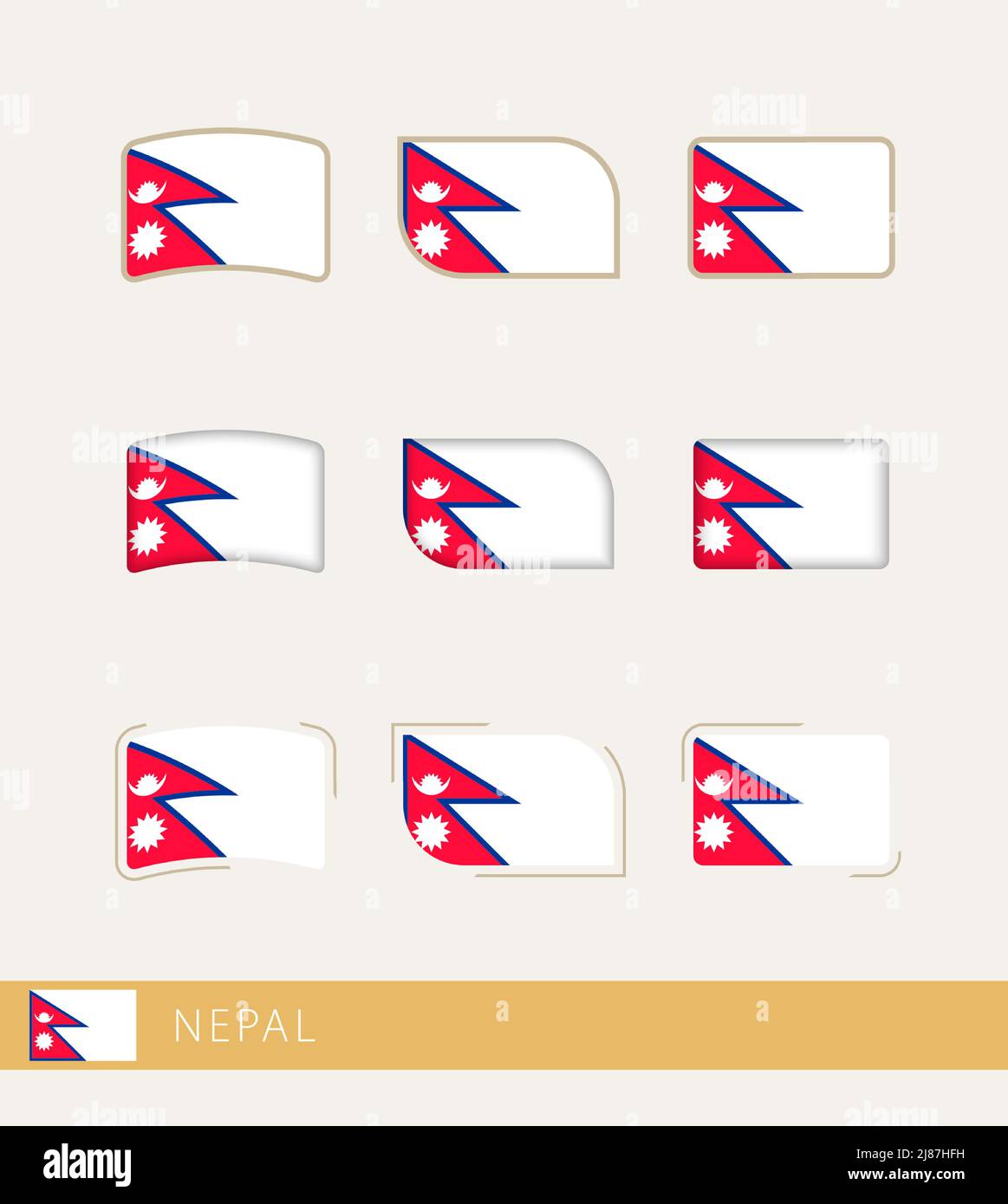 Vector flags of Nepal, collection of Nepal flags. Vector icon Stock ...