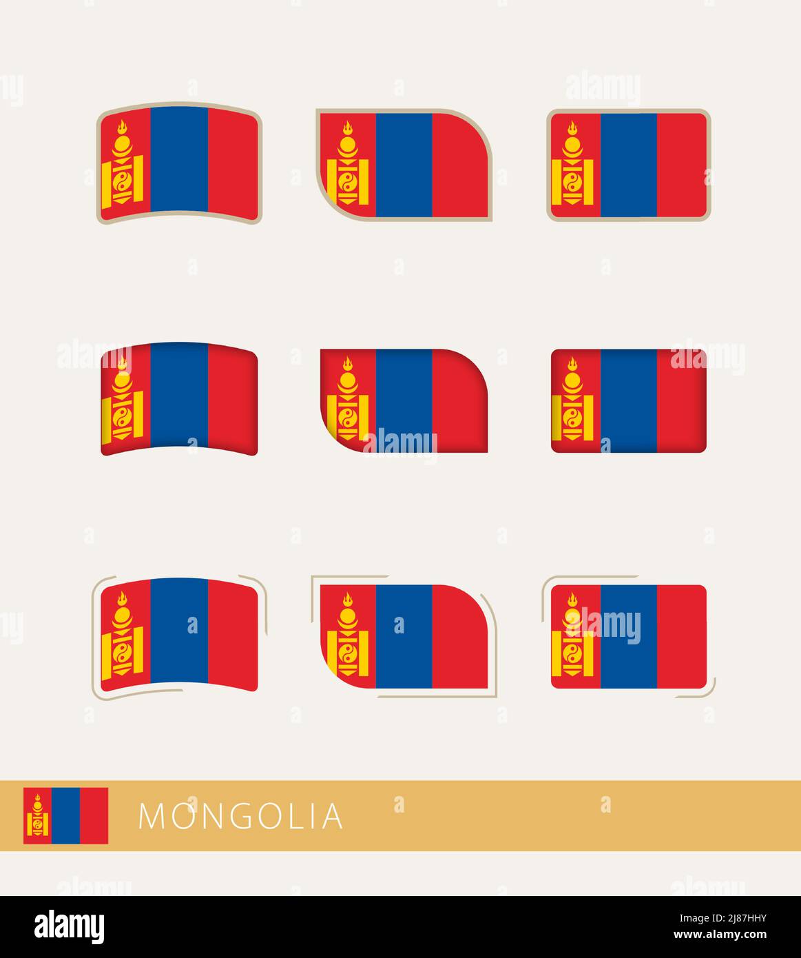 Vector flags of Mongolia, collection of Mongolia flags. Vector icon ...