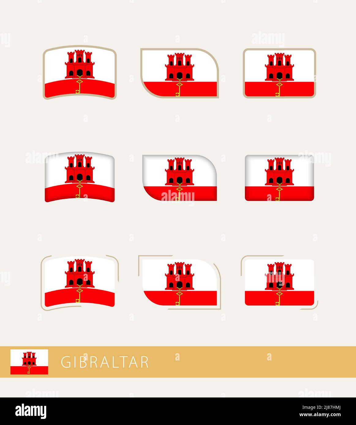 Vector flags of Gibraltar, collection of Gibraltar flags. Vector icon ...