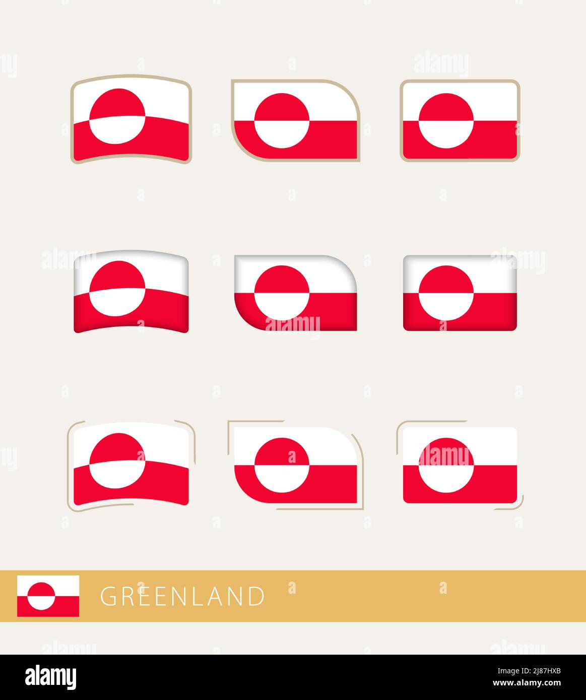 Vector flags of Greenland, collection of Greenland flags. Vector icon ...