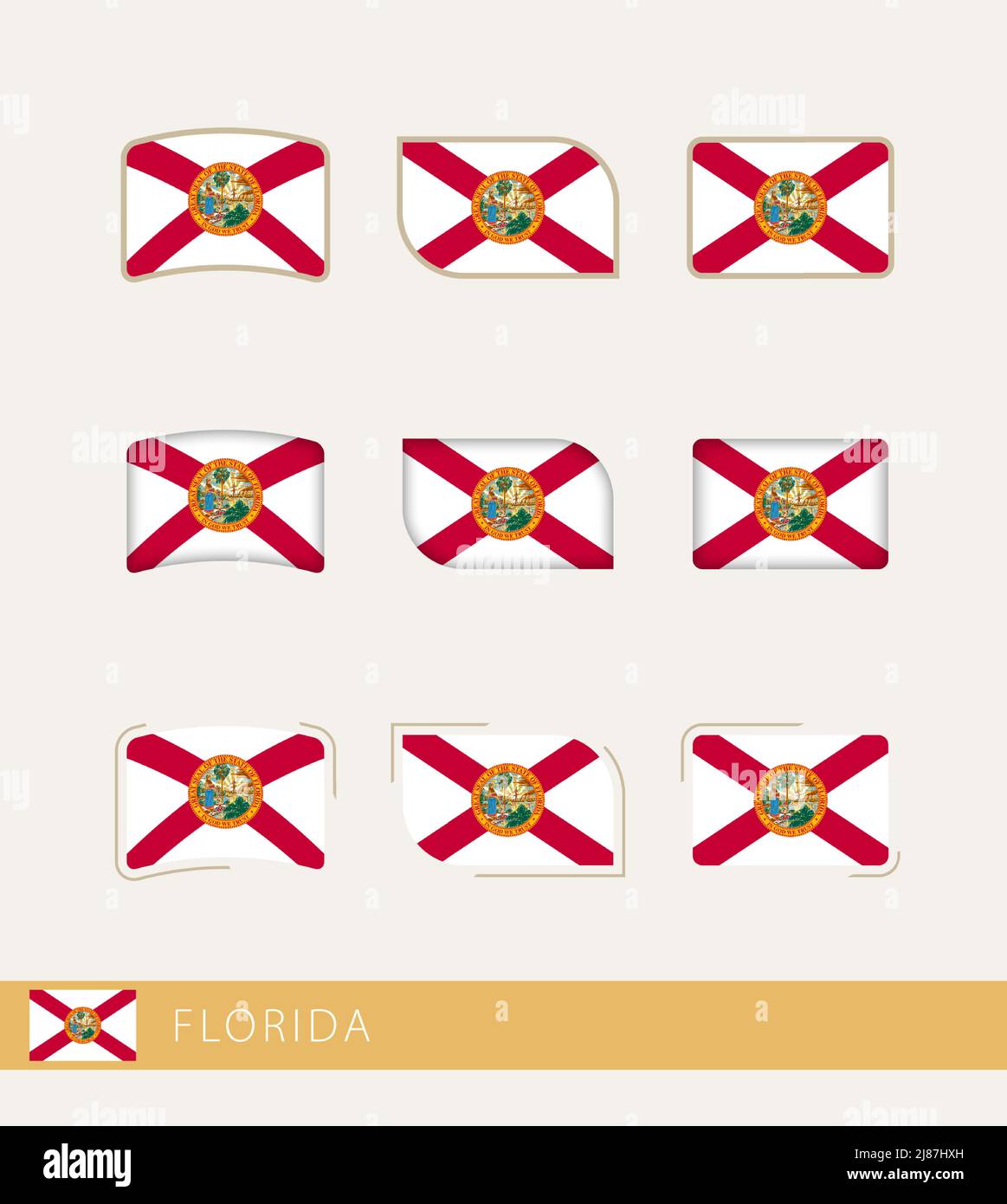 Vector flags of Florida, collection of Florida flags. Vector icon Stock ...