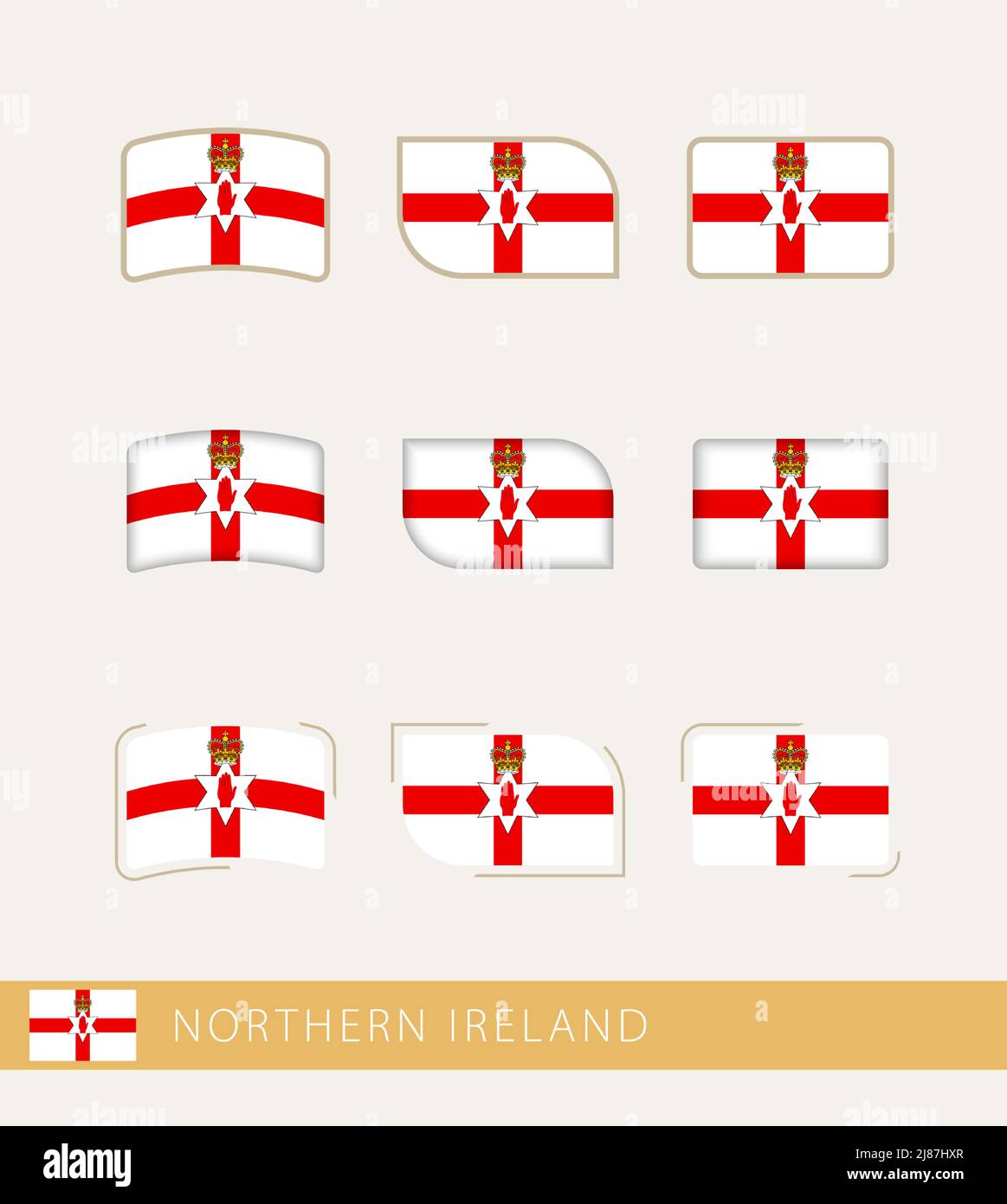 Vector flags of Northern Ireland, collection of Northern Ireland flags ...