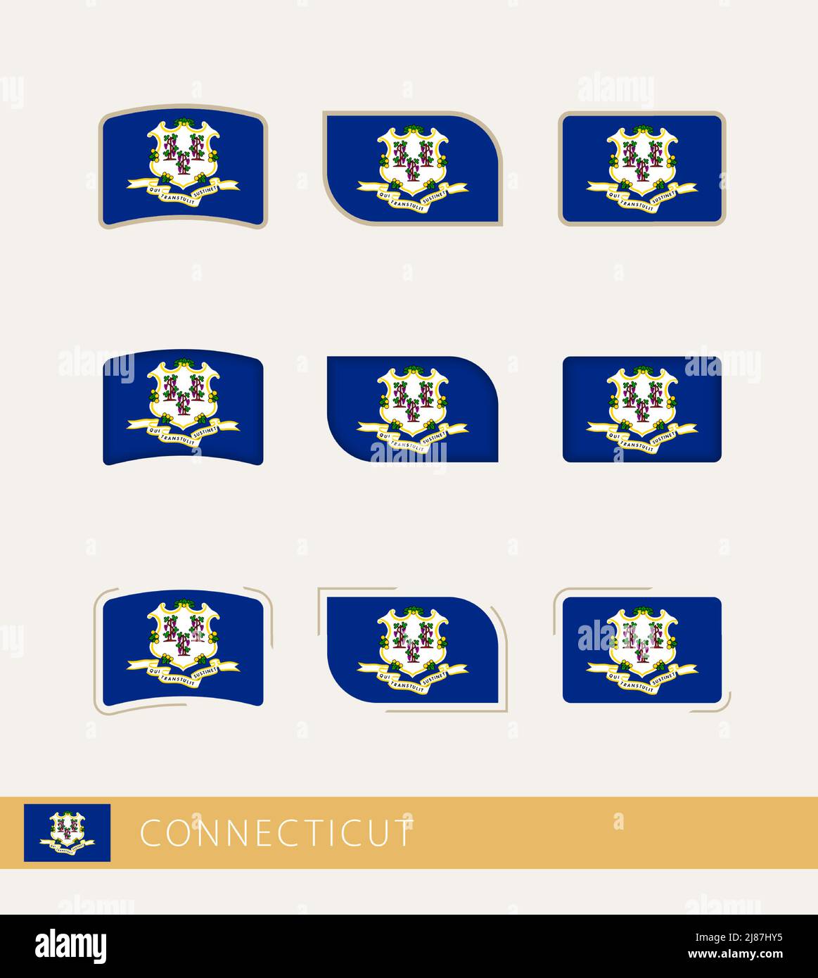 Vector flags of Connecticut, collection of Connecticut flags. Vector ...