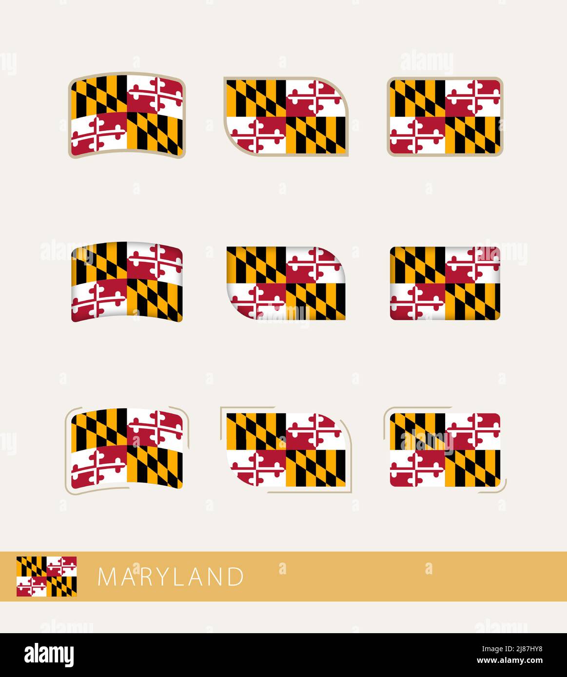 Vector flags of Maryland, collection of Maryland flags. Vector icon ...