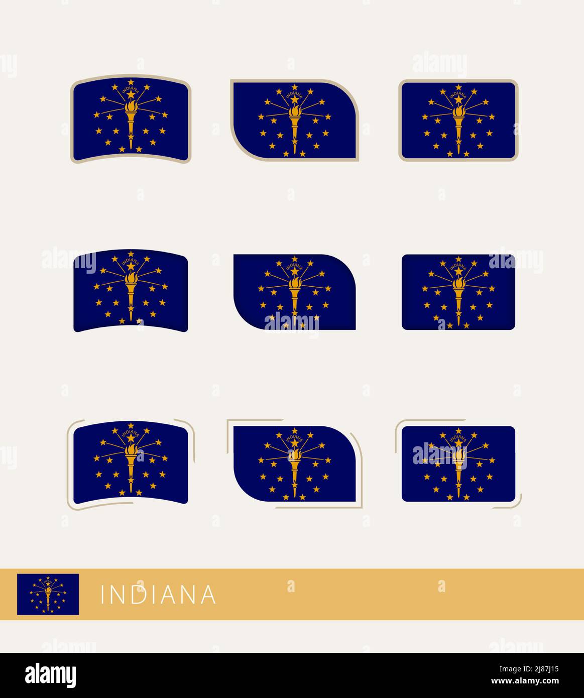 Vector flags of Indiana, collection of Indiana flags. Vector icon Stock ...