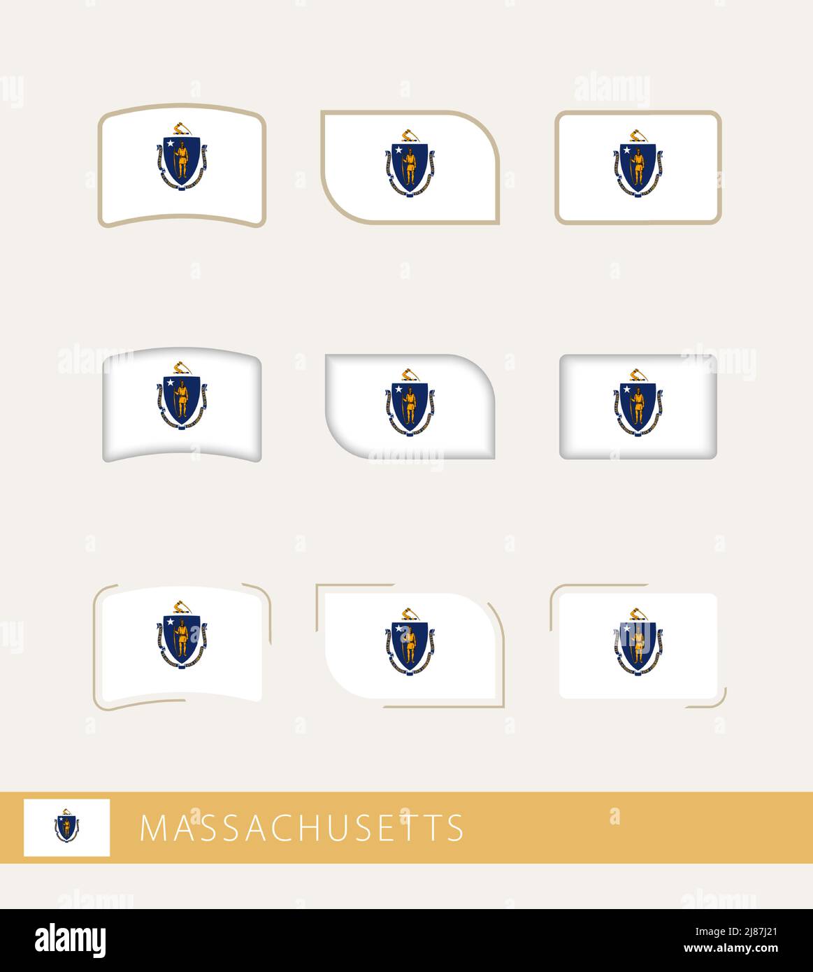 Vector flags of Massachusetts, collection of Massachusetts flags ...