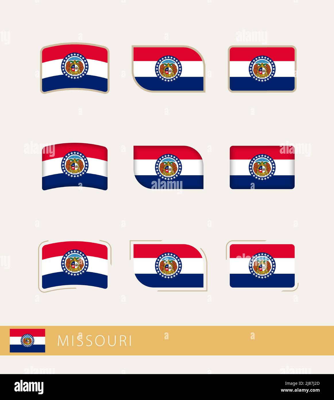 Vector flags of Missouri, collection of Missouri flags. Vector icon ...