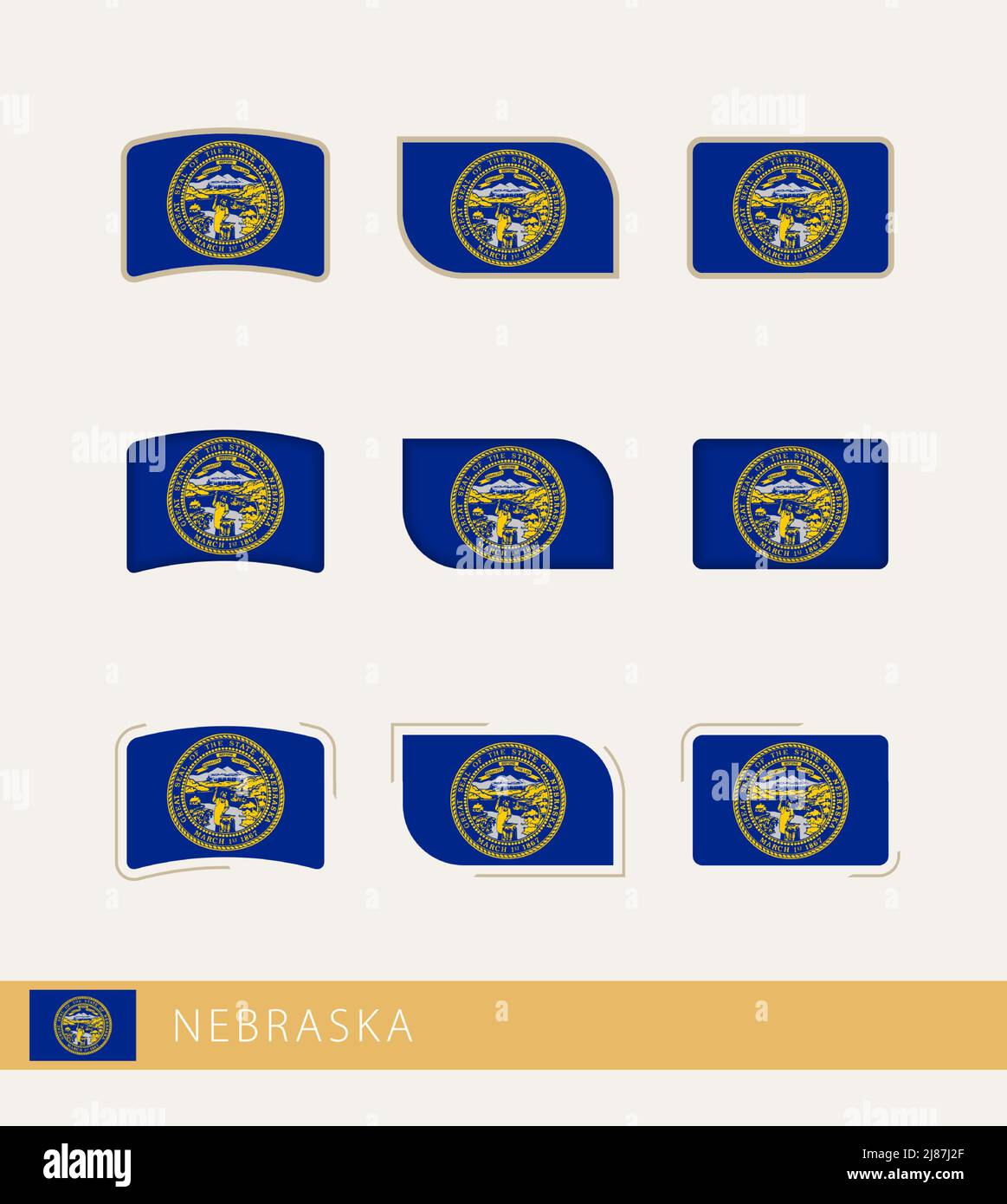 Vector flags of Nebraska, collection of Nebraska flags. Vector icon ...