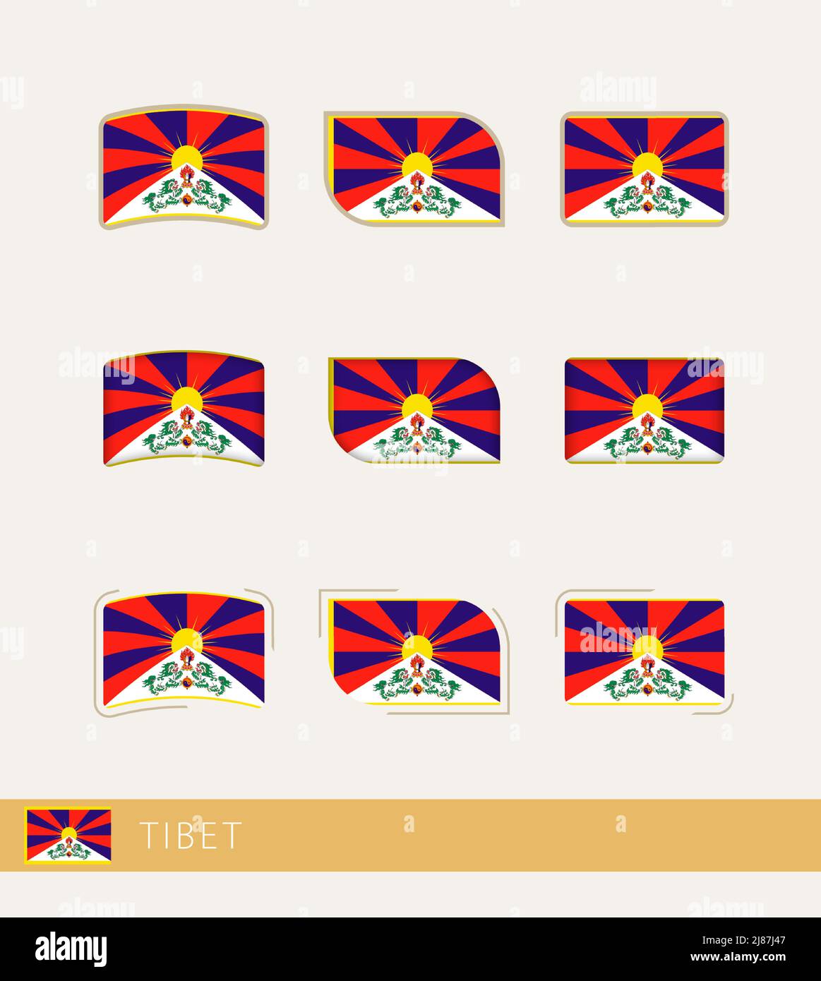 Vector flags of Tibet, collection of Tibet flags. Vector icon Stock ...
