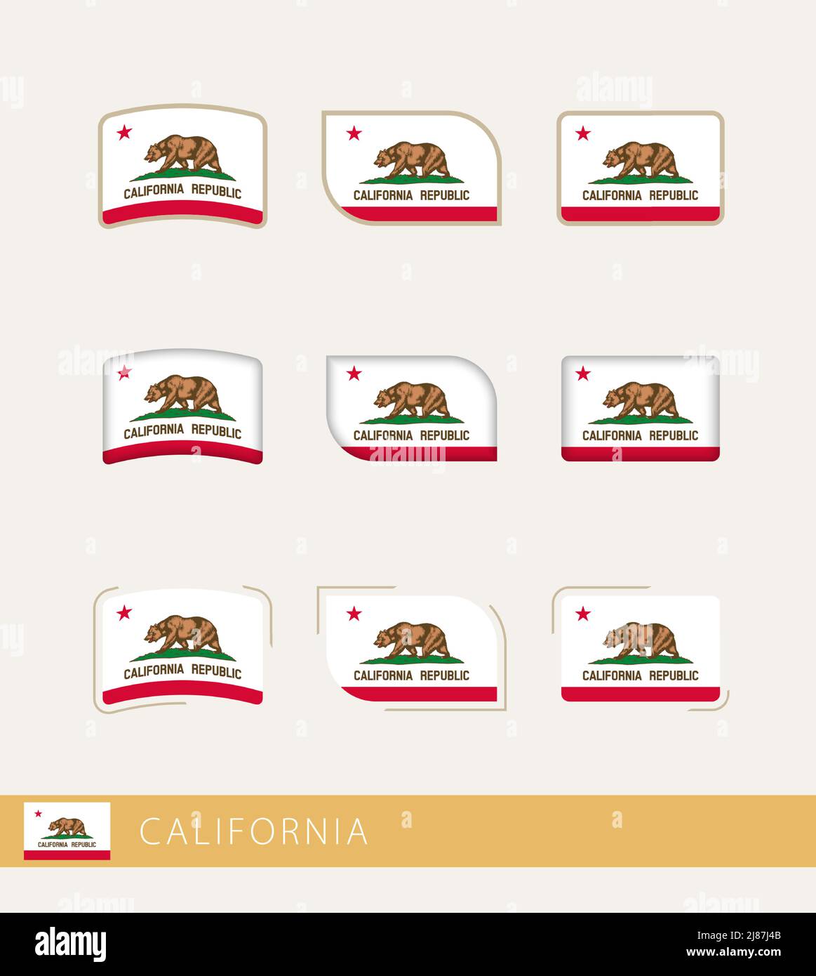 Vector flags of California, collection of California flags. Vector icon ...