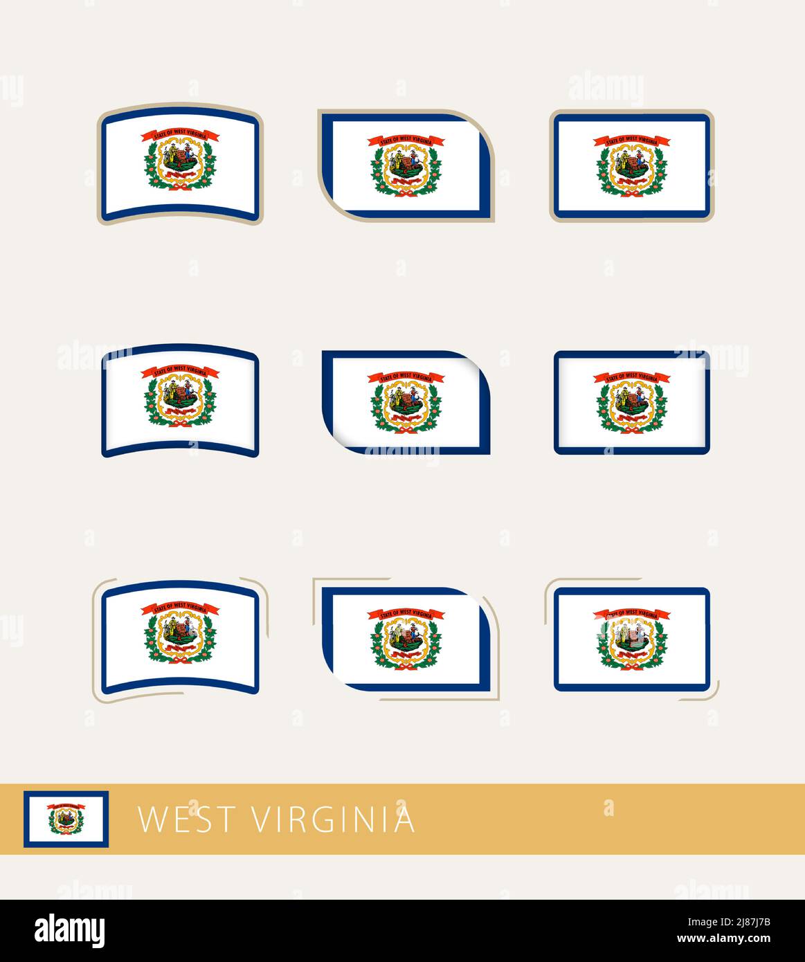 Vector flags of West Virginia, collection of West Virginia flags ...
