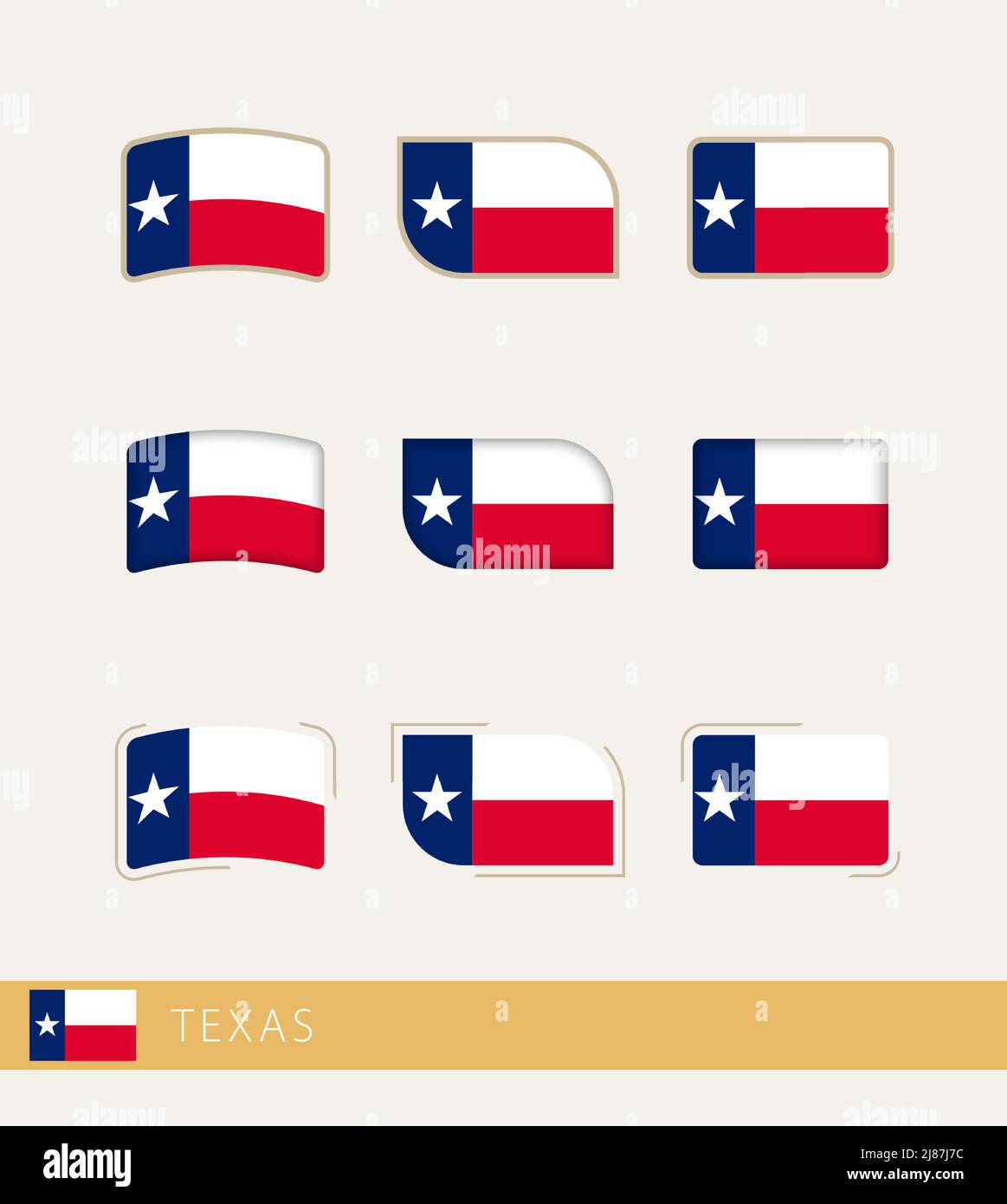 Vector flags of Texas, collection of Texas flags. Vector icon Stock ...