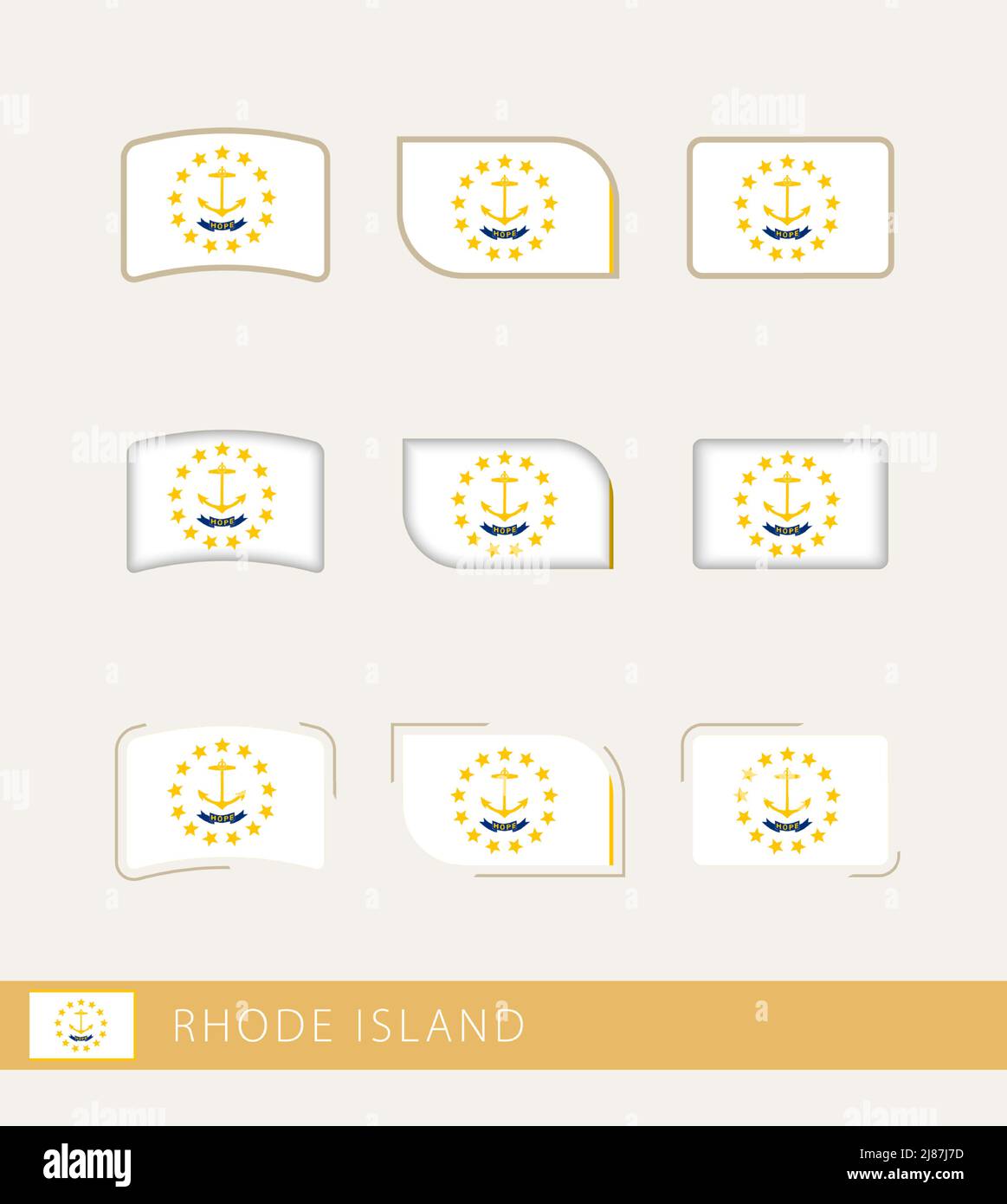 Vector flags of Rhode Island, collection of Rhode Island flags. Vector ...