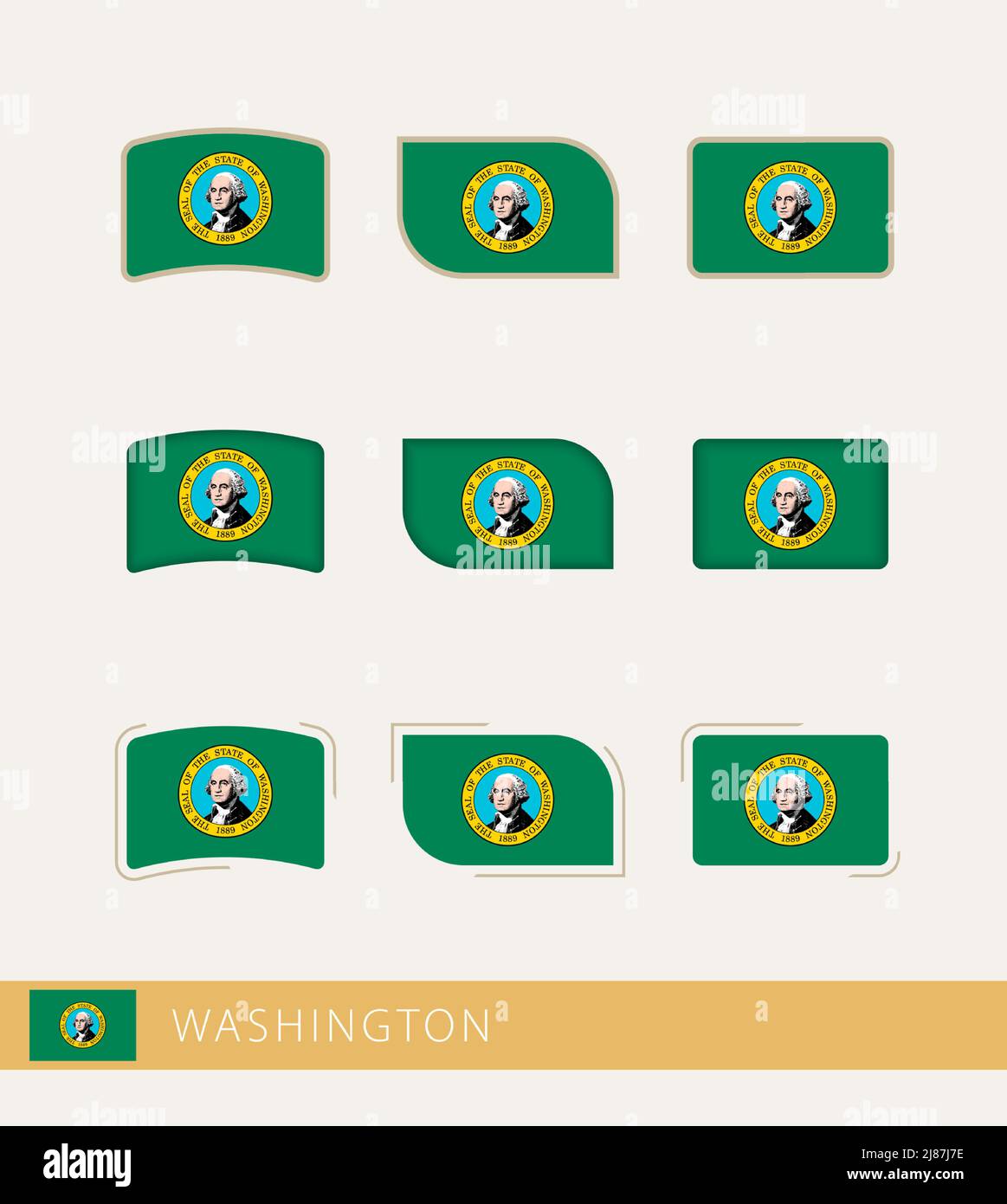 Vector flags of Washington, collection of Washington flags. Vector icon ...