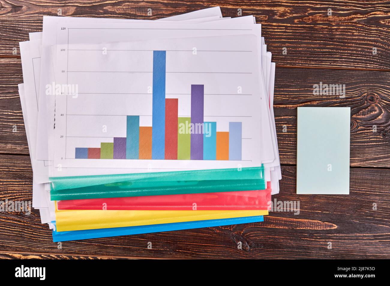 Many work papers with statistic and blank paper. Top view flat lay ...