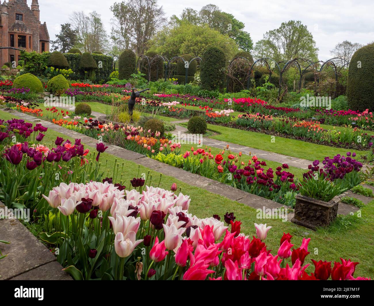Chenies Manor House and Sunken Garden at Tulip time Stock Photo - Alamy