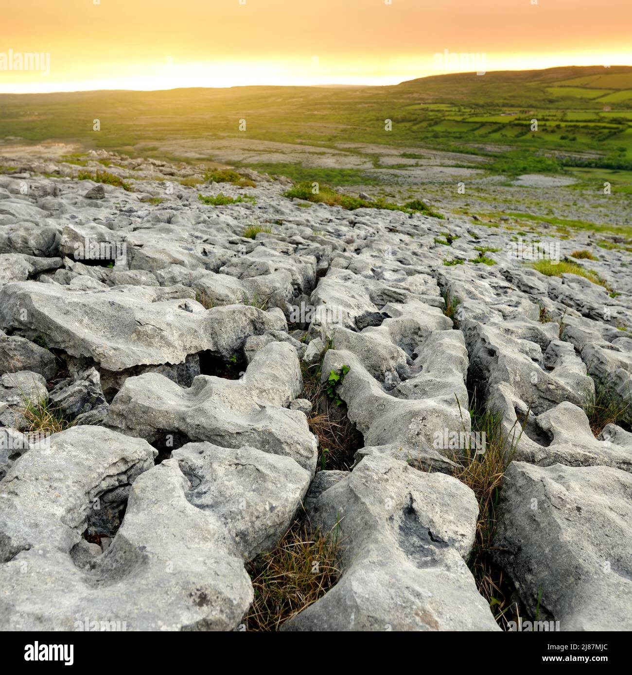 Spectacular landscape in the Burren region of County Clare, Ireland ...