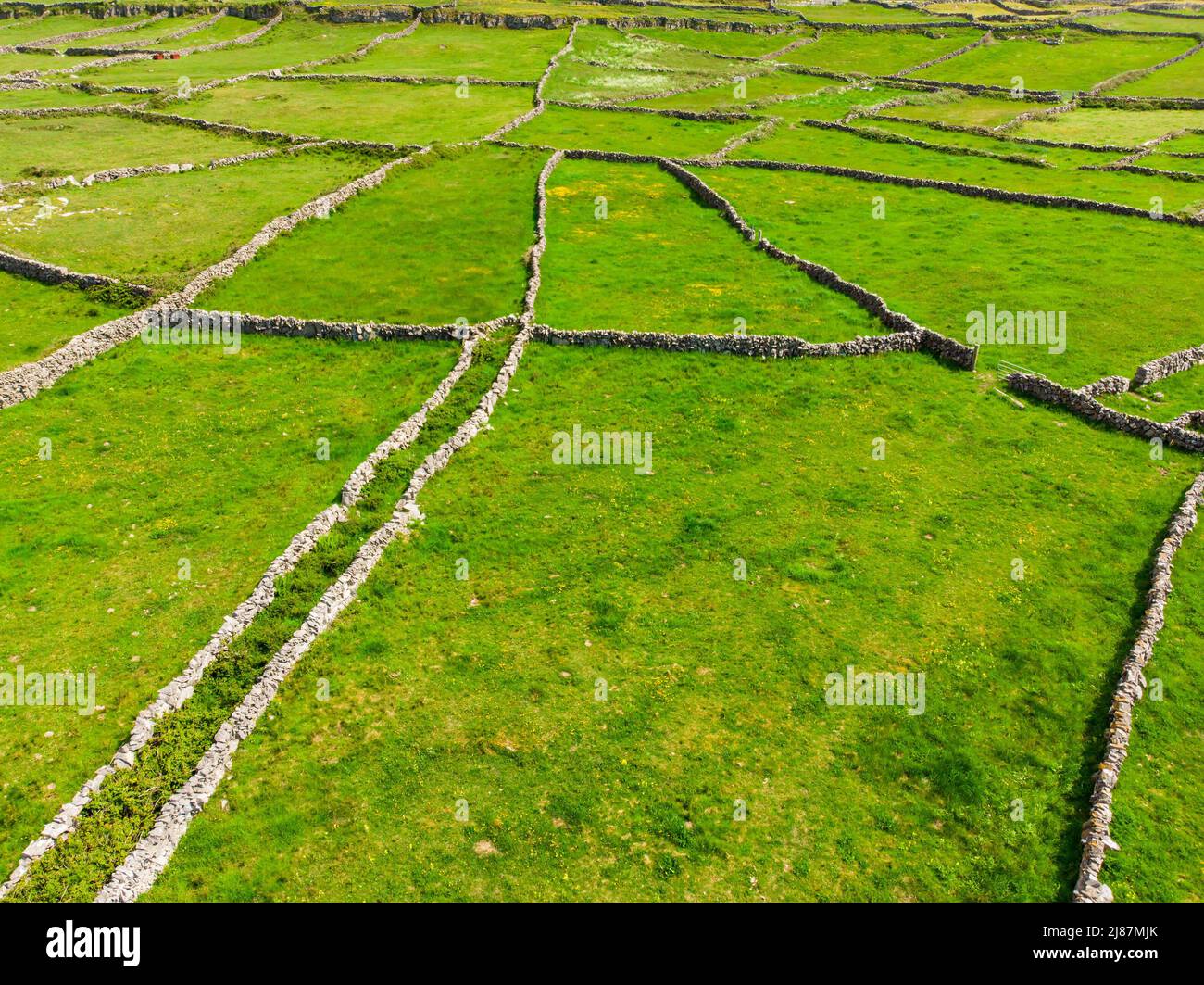 Aerial view of Inishmore or Inis Mor, the largest of the Aran Islands ...