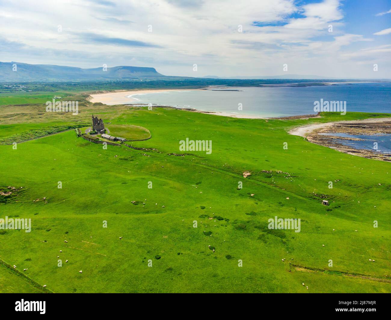 Spectacular aerial view of Mullaghmore Head with huge waves rolling ... Spectacular aerial view of Mullaghmore Head with huge waves rolling ...