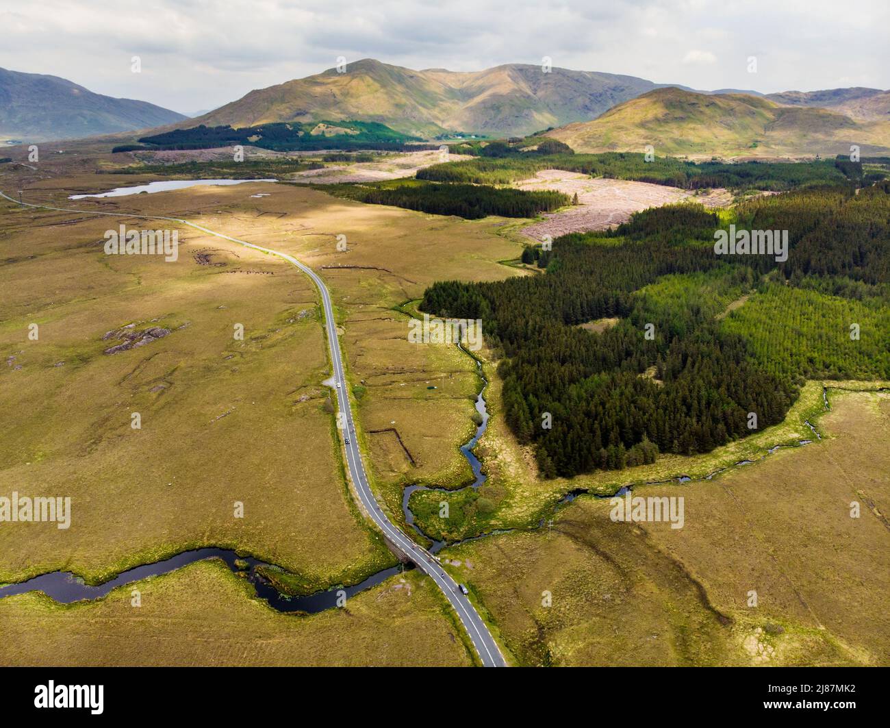 Road winding in Connemara region in Ireland. Scenic Irish countryside ...