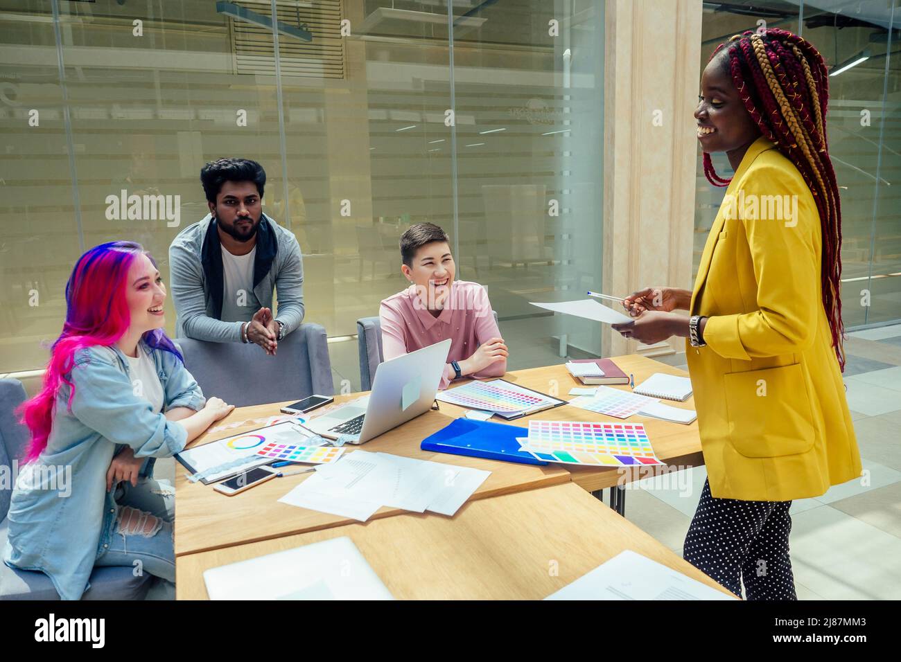 multiracial business group working at modern office Stock Photo - Alamy