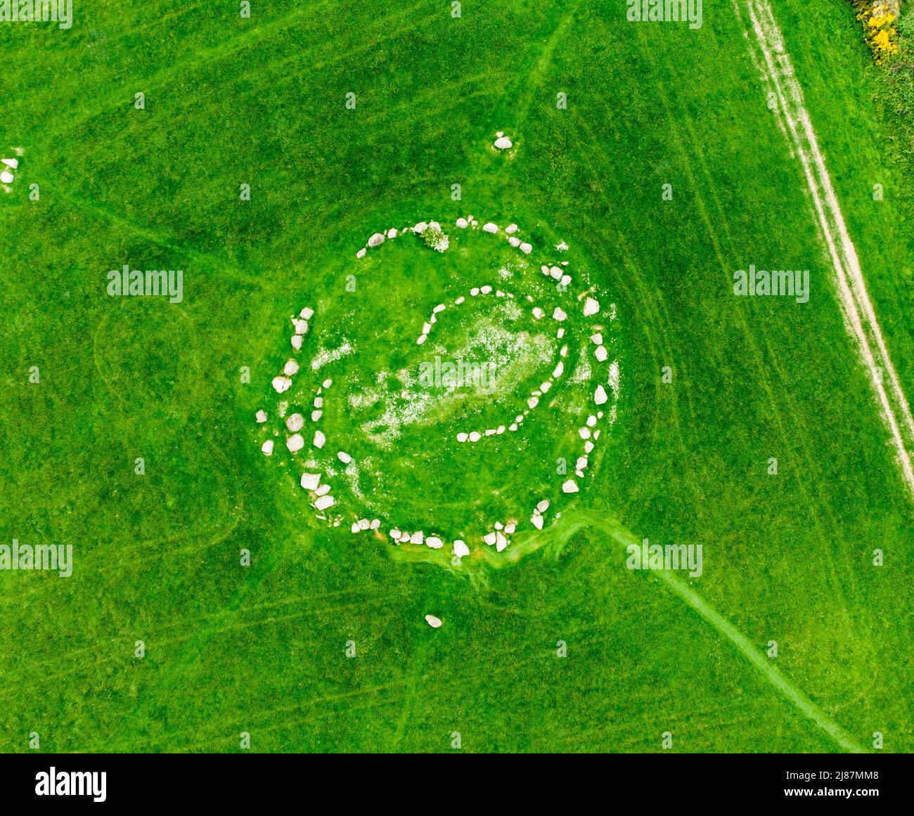 Ballynoe stone circle, a prehistoric Bronze Age burial mound surrounded ...