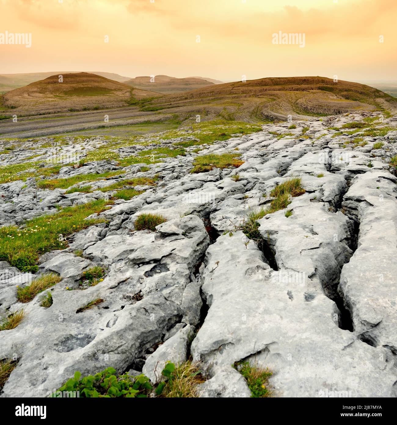Spectacular landscape in the Burren region of County Clare, Ireland ...