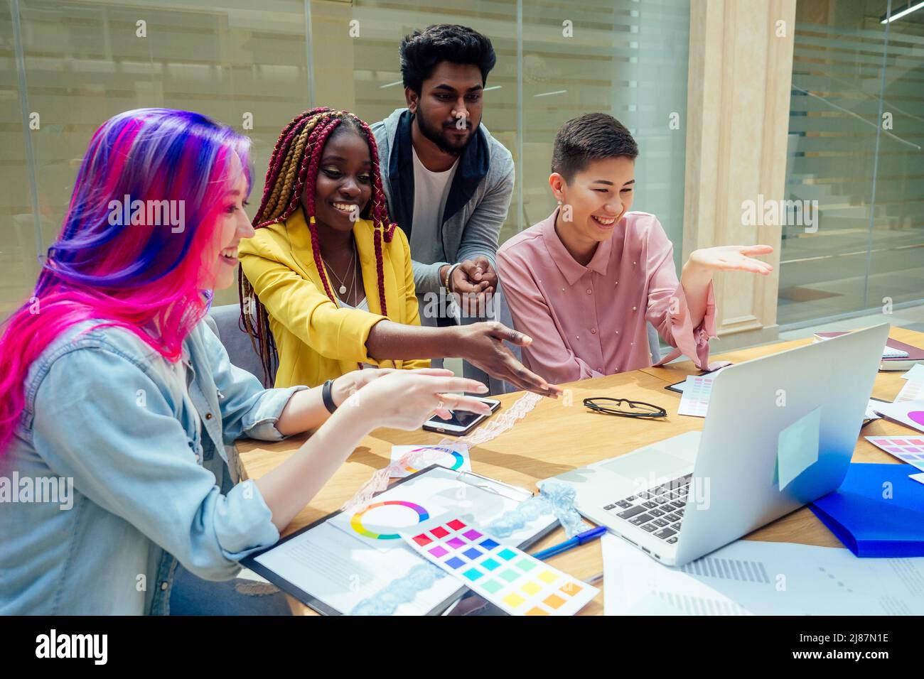 multiracial business group working at modern office Stock Photo - Alamy