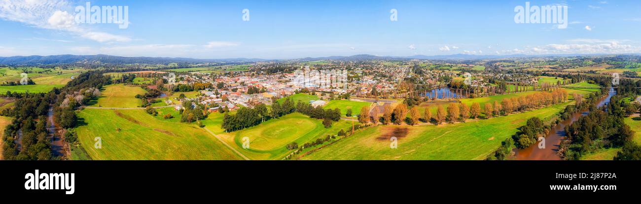 Green pastures around Bega agriculture town in Bega Valley of NSW ...