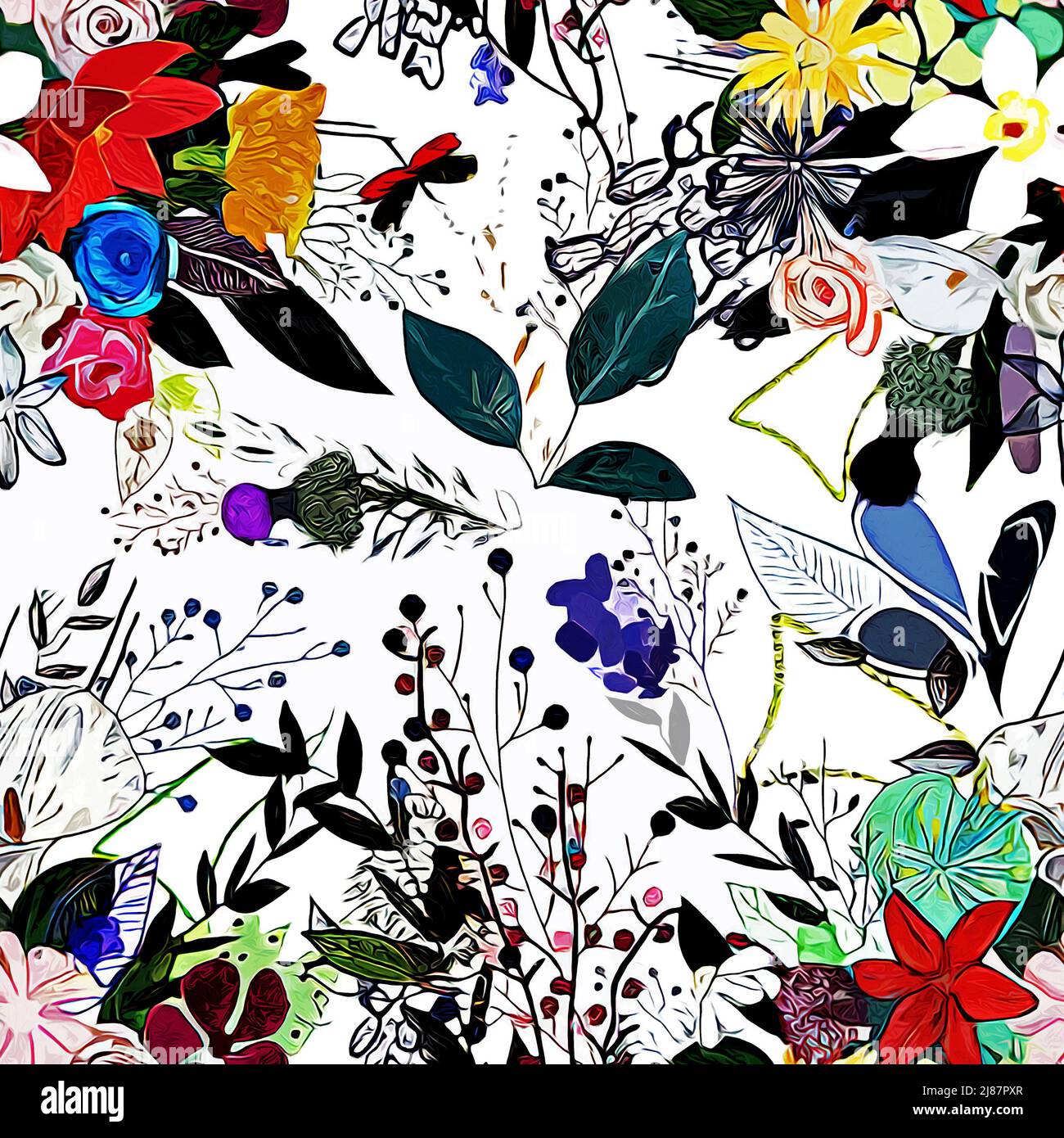 Textile and wallpaper patterns. A printable digital illustration work ...