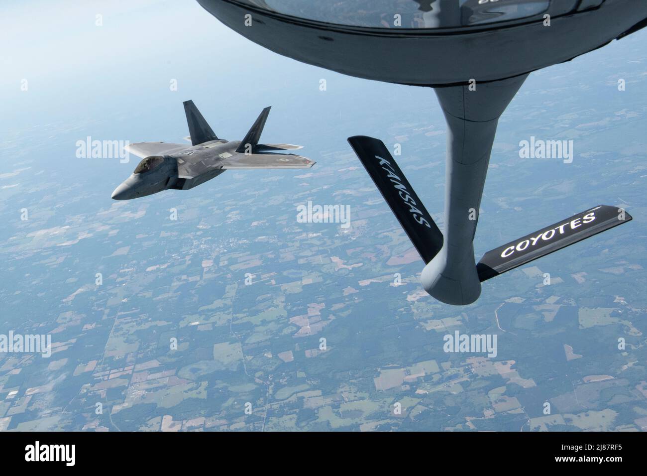 A U.S. Air Force F-22 Raptor with the 325th Fighter Wing, departs from ...