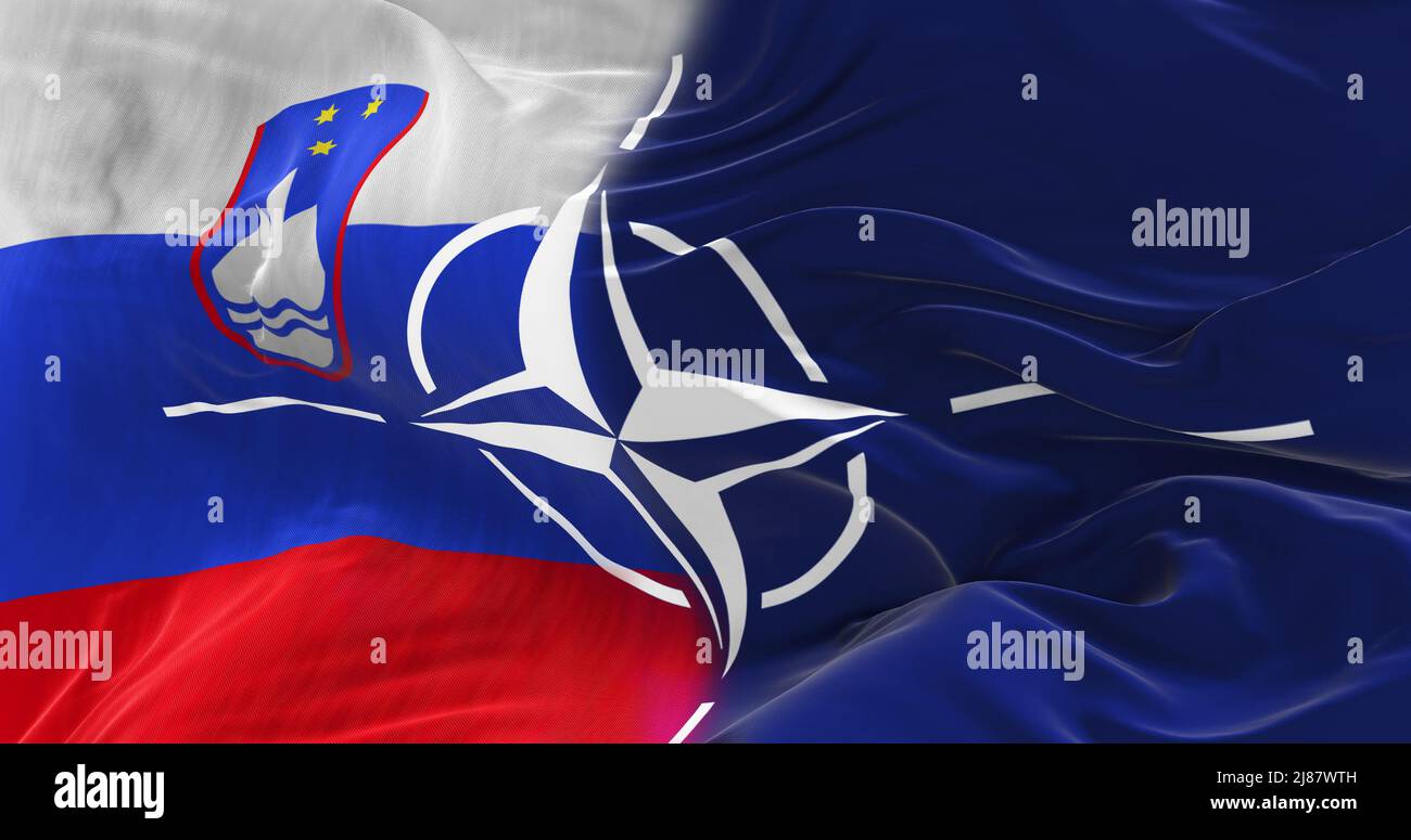 Minsk, Belarus - May, 2021: flag of Slovenia and NATO at cloudy sky ...