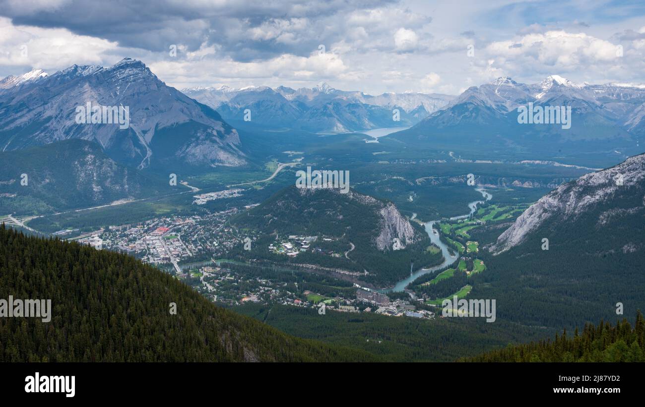 View of Banff Townsite from atop Sulphur Mountain Stock Photo - Alamy