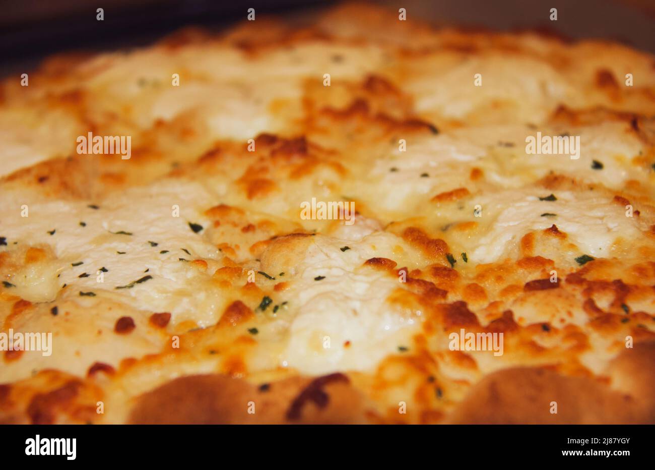 Top view of a white pizza inside the oven Stock Photo - Alamy